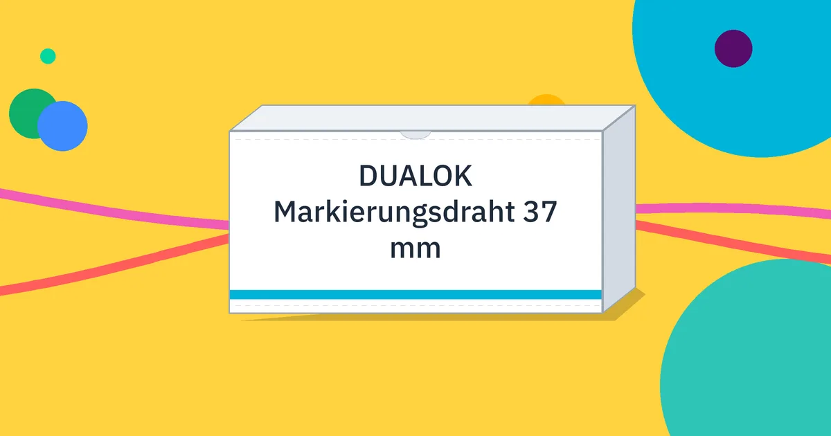 Symbolbild: Packung mit der Aufschrift DUALOK Markierungsdraht 37 mm (PZN 03404991) – Verfügbarkeit und Bezug in Apotheken in Frankfurt am Main