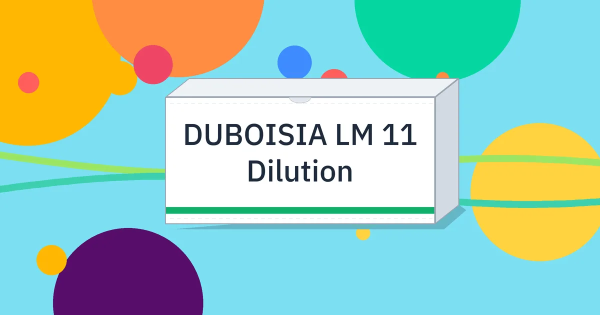 Symbolbild: Packung mit der Aufschrift DUBOISIA LM 11 Dilution (PZN 13466993) – Verfügbarkeit und Bezug in Apotheken in Frankfurt am Main