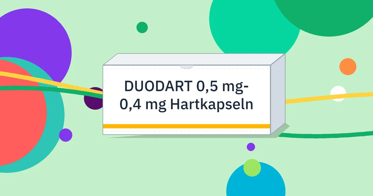 Symbolbild: Packung mit der Aufschrift DUODART 0,5 mg-0,4 mg Hartkapseln (PZN 10220487) – Verfügbarkeit und Bezug in Apotheken in Frankfurt am Main