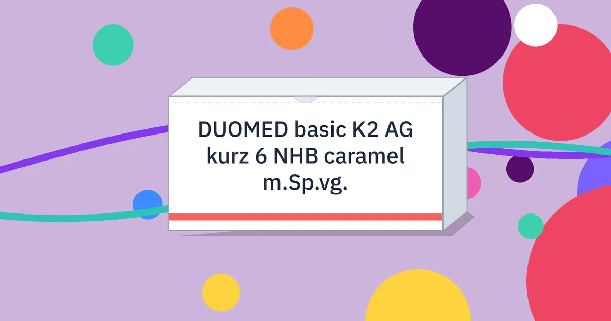 Symbolbild: Packung mit der Aufschrift DUOMED basic K2 AG kurz 6 NHB caramel m.Sp.vg. (PZN 20908115) – Verfügbarkeit und Bezug in Apotheken in Frankfurt am Main