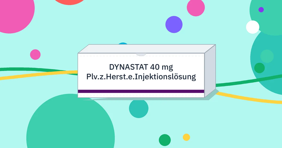 Symbolbild: Packung mit der Aufschrift DYNASTAT 40 mg Plv.z.Herst.e.Injektionslösung (PZN 10026035) – Verfügbarkeit und Bezug in Apotheken in Frankfurt am Main