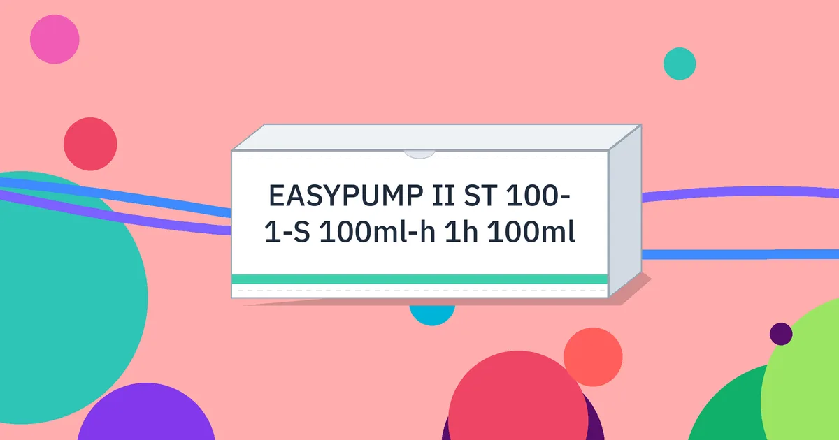 Symbolbild: Packung mit der Aufschrift EASYPUMP II ST 100-1-S 100ml-h 1h 100ml (PZN 20188402) – Verfügbarkeit und Bezug in Apotheken in Frankfurt am Main