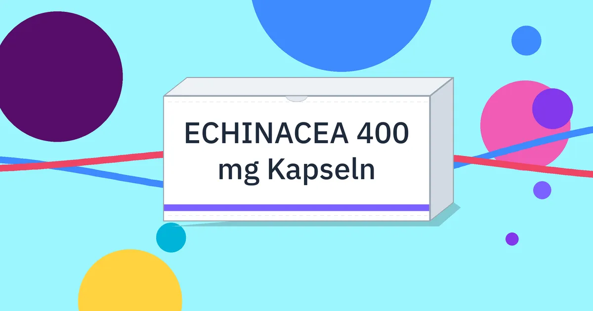 Symbolbild: Packung mit der Aufschrift ECHINACEA 400 mg Kapseln (PZN 18486782) – Verfügbarkeit und Bezug in Apotheken in Frankfurt am Main
