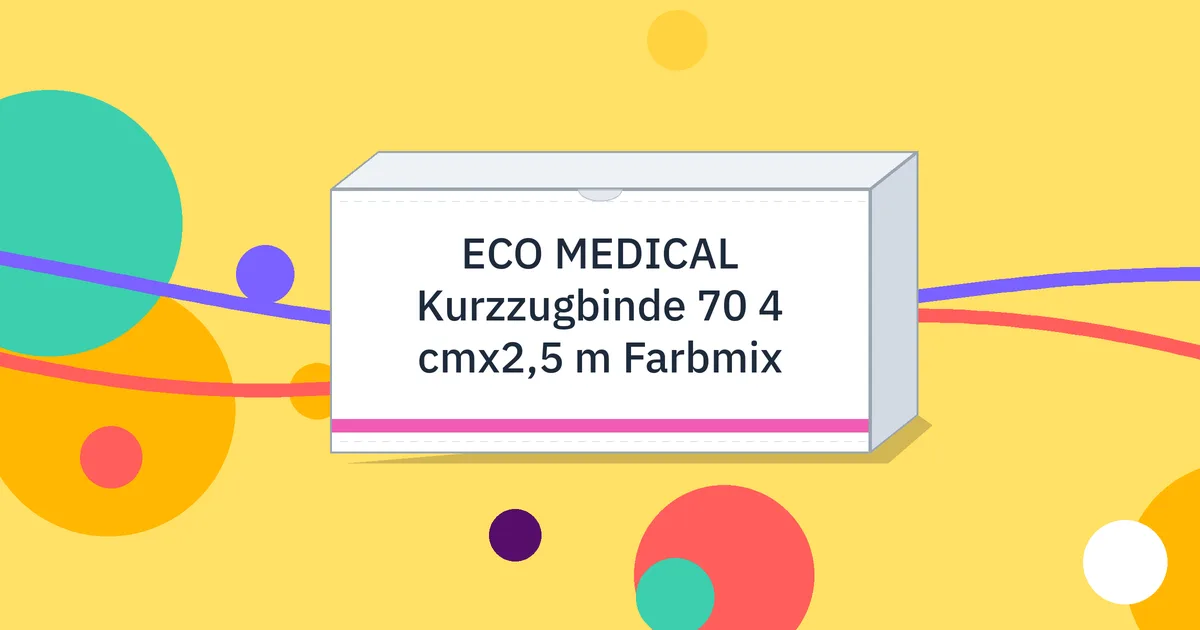 Symbolbild: Packung mit der Aufschrift ECO MEDICAL Kurzzugbinde 70 4 cmx2,5 m Farbmix (PZN 10788590) – Verfügbarkeit und Bezug in Apotheken in Frankfurt am Main