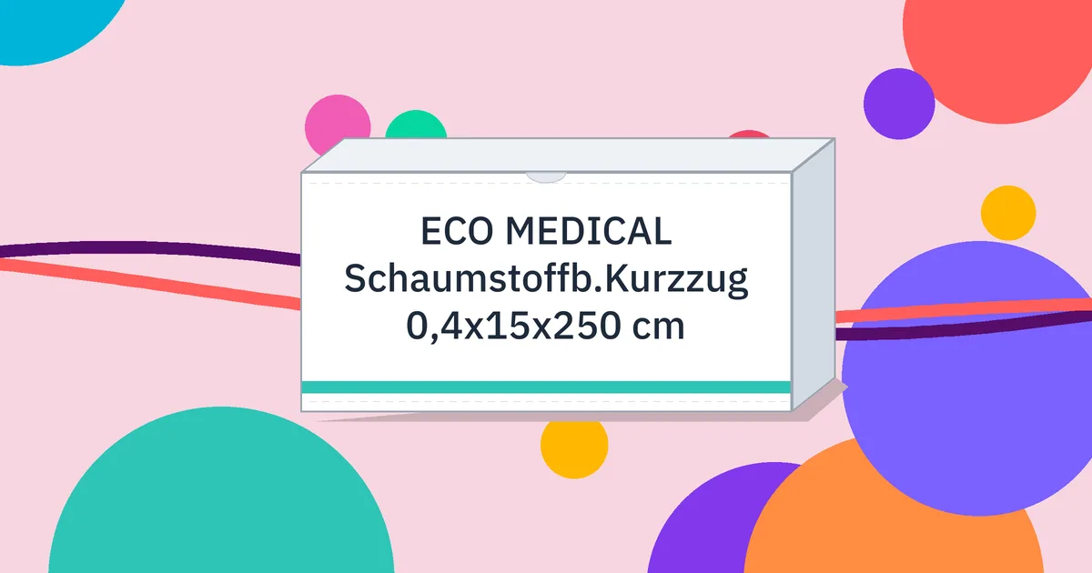 Symbolbild: Packung mit der Aufschrift ECO MEDICAL Schaumstoffb.Kurzzug 0,4x15x250 cm (PZN 10332387) – Verfügbarkeit und Bezug in Apotheken in Frankfurt am Main