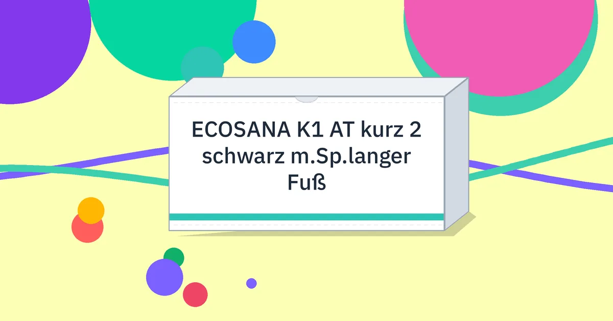 Symbolbild: Packung mit der Aufschrift ECOSANA K1 AT kurz 2 schwarz m.Sp.langer Fuß (PZN 04731367) – Verfügbarkeit und Bezug in Apotheken in Frankfurt am Main
