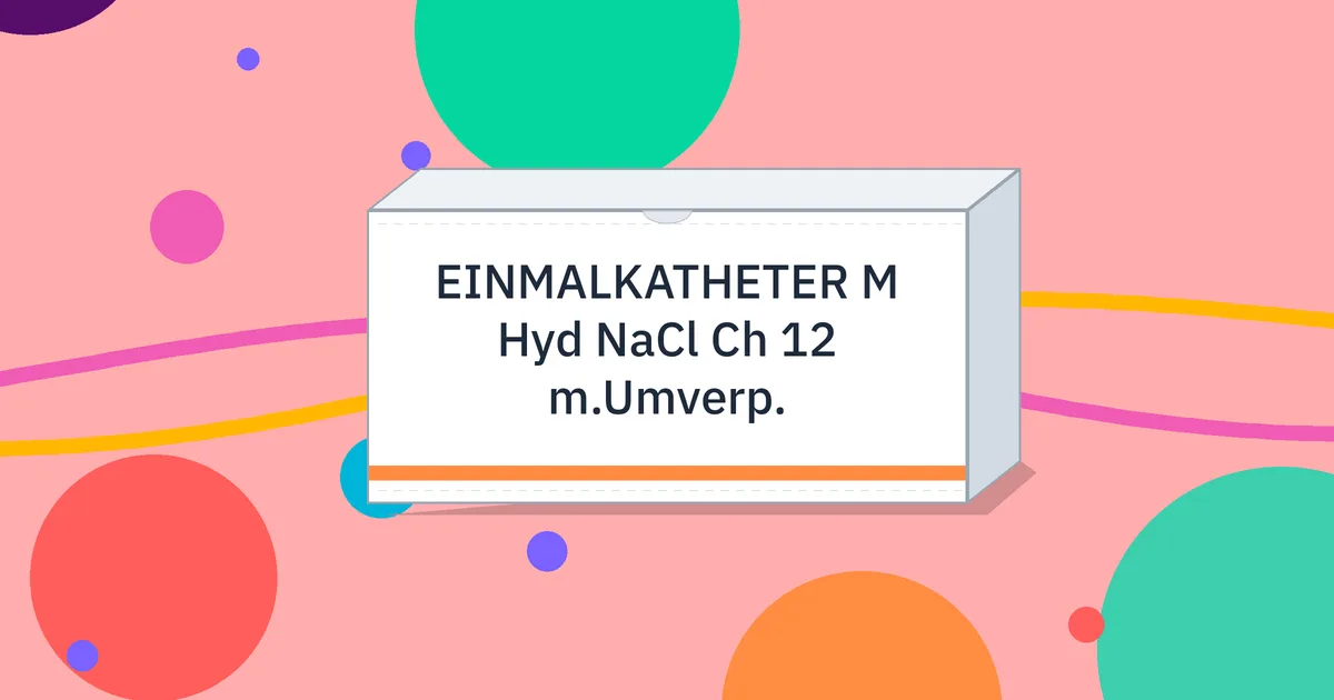 Symbolbild: Packung mit der Aufschrift EINMALKATHETER M Hyd NaCl Ch 12 m.Umverp. (PZN 01054245) – Verfügbarkeit und Bezug in Apotheken in Frankfurt am Main