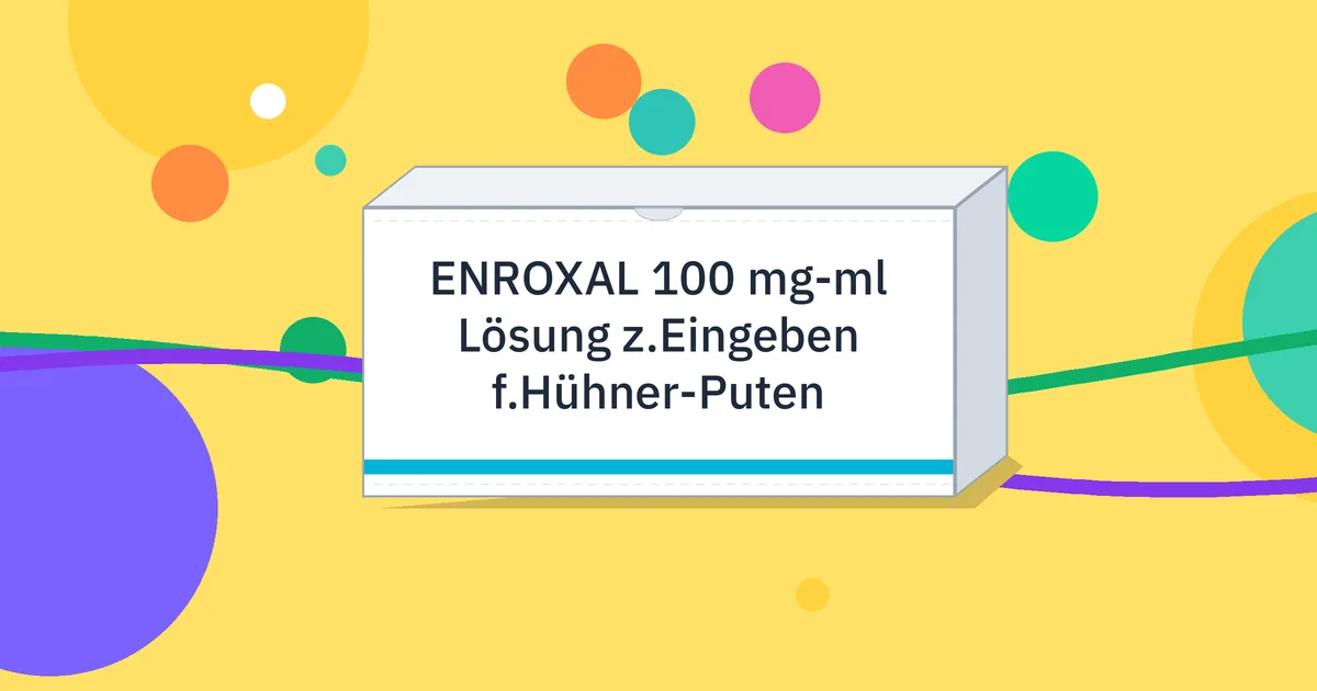 Symbolbild: Packung mit der Aufschrift ENROXAL 100 mg-ml Lösung z.Eingeben f.Hühner-Puten (PZN 10225846) – Verfügbarkeit und Bezug in Apotheken in Frankfurt am Main