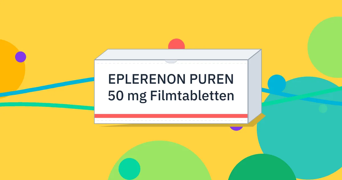 Symbolbild: Packung mit der Aufschrift EPLERENON PUREN 50 mg Filmtabletten (PZN 11126810) – Verfügbarkeit und Bezug in Apotheken in Frankfurt am Main