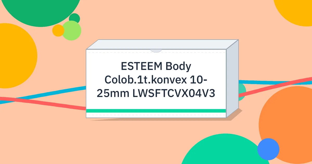 Symbolbild: Packung mit der Aufschrift ESTEEM Body Colob.1t.konvex 10-25mm LWSFTCVX04V3 (PZN 18838057) – Verfügbarkeit und Bezug in Apotheken in Frankfurt am Main