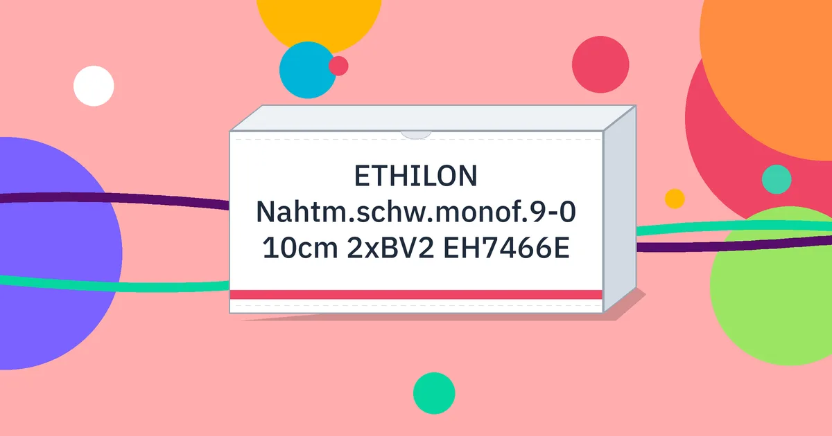 Symbolbild: Packung mit der Aufschrift ETHILON Nahtm.schw.monof.9-0 10cm 2xBV2 EH7466E (PZN 20855324) – Verfügbarkeit und Bezug in Apotheken in Frankfurt am Main
