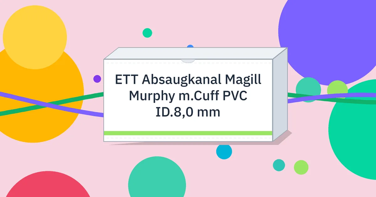 Symbolbild: Packung mit der Aufschrift ETT Absaugkanal Magill Murphy m.Cuff PVC ID.8,0 mm (PZN 19120994) – Verfügbarkeit und Bezug in Apotheken in Frankfurt am Main