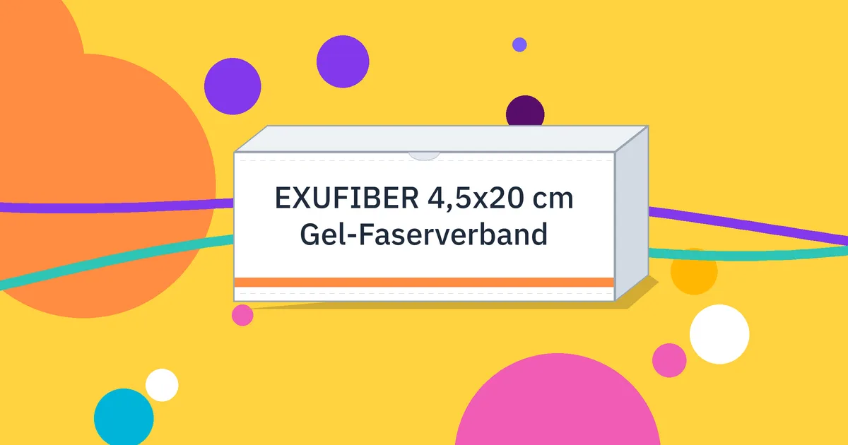 Symbolbild: Packung mit der Aufschrift EXUFIBER 4,5x20 cm Gel-Faserverband (PZN 14021690) – Verfügbarkeit und Bezug in Apotheken in Frankfurt am Main