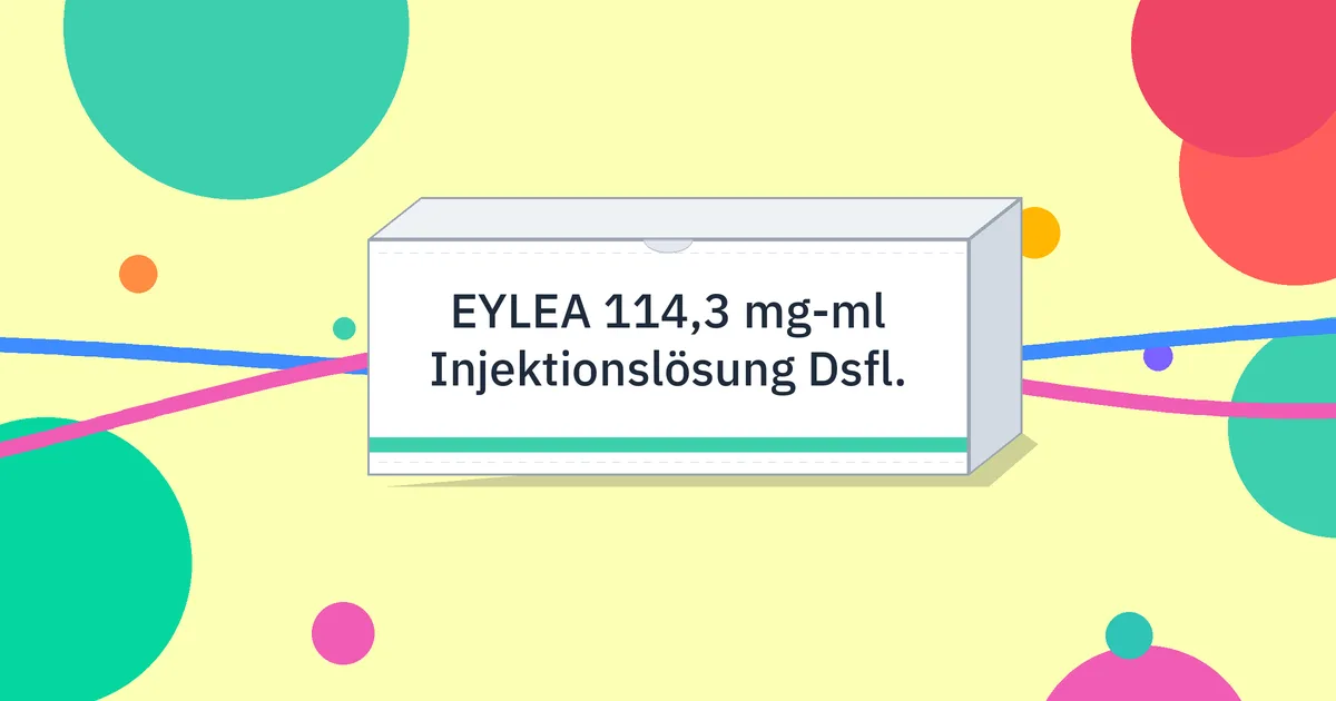 Symbolbild: Packung mit der Aufschrift EYLEA 114,3 mg-ml Injektionslösung Dsfl. (PZN 19689352) – Verfügbarkeit und Bezug in Apotheken in Frankfurt am Main