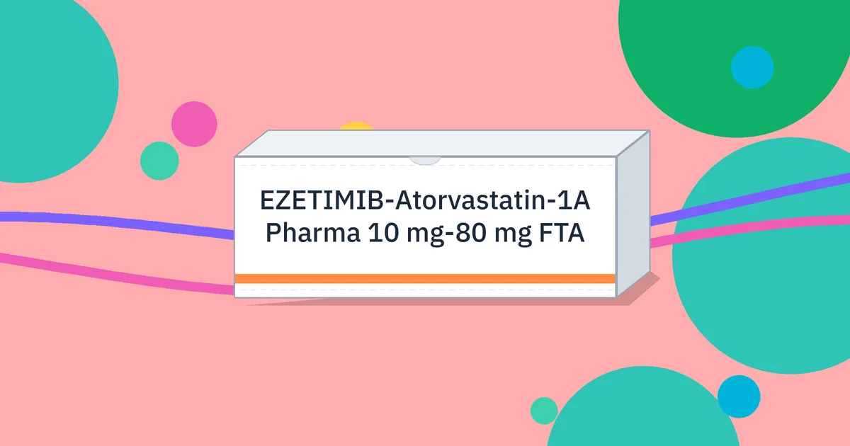 Symbolbild: Packung mit der Aufschrift EZETIMIB-Atorvastatin-1A Pharma 10 mg-80 mg FTA (PZN 19238394) – Verfügbarkeit und Bezug in Apotheken in Frankfurt am Main