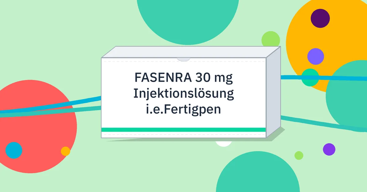 Symbolbild: Packung mit der Aufschrift FASENRA 30 mg Injektionslösung i.e.Fertigpen (PZN 15530910) – Verfügbarkeit und Bezug in Apotheken in Frankfurt am Main
