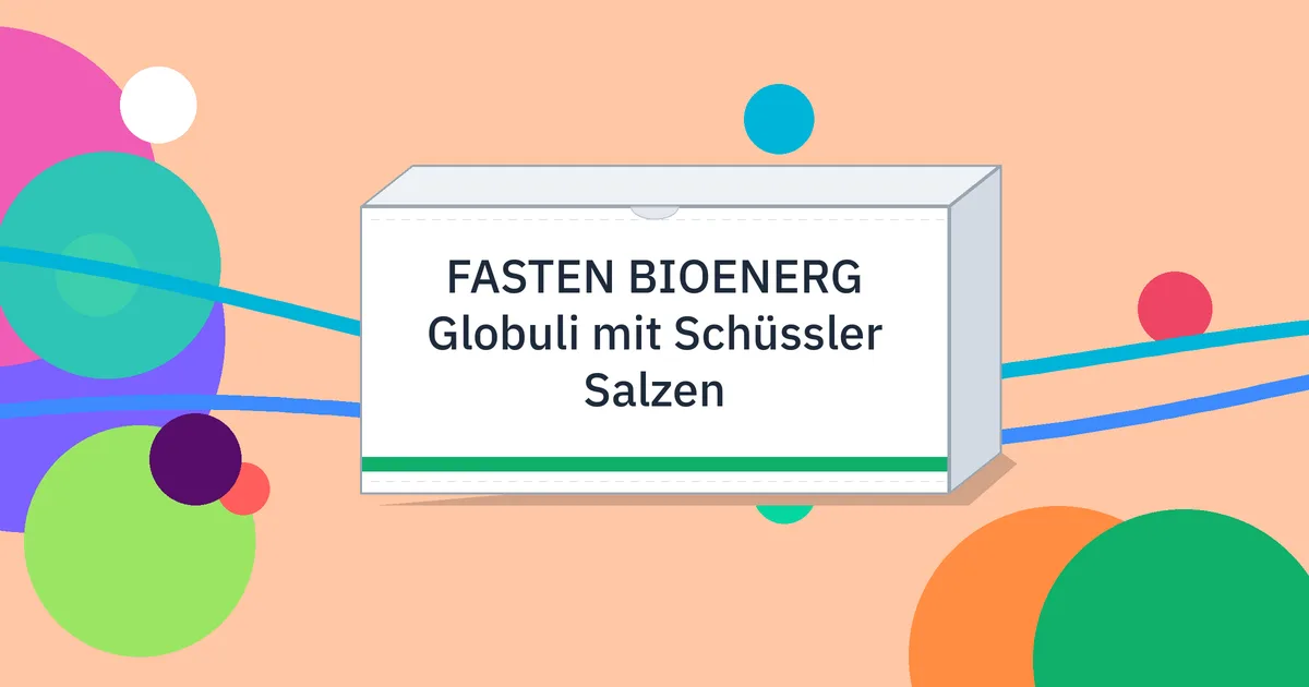 Symbolbild: Packung mit der Aufschrift FASTEN BIOENERG Globuli mit Schüssler Salzen (PZN 13985606) – Verfügbarkeit und Bezug in Apotheken in Frankfurt am Main
