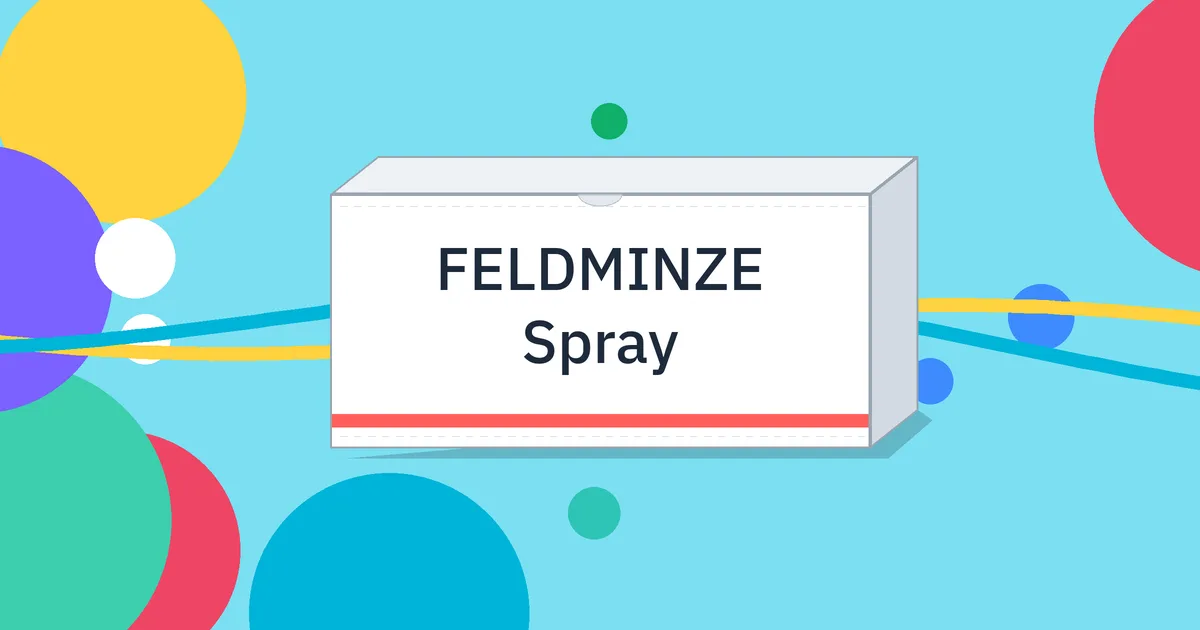 Symbolbild: Packung mit der Aufschrift FELDMINZE Spray (PZN 19141341) – Verfügbarkeit und Bezug in Apotheken in Frankfurt am Main