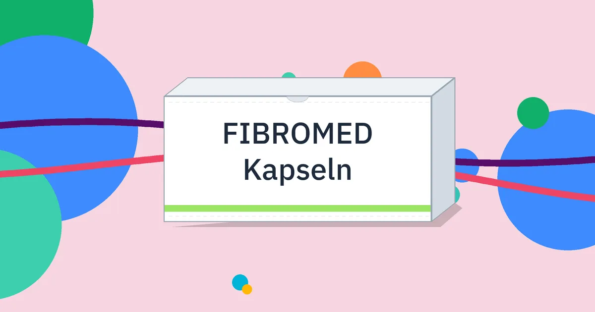 Symbolbild: Packung mit der Aufschrift FIBROMED Kapseln (PZN 19819375) – Verfügbarkeit und Bezug in Apotheken in Frankfurt am Main
