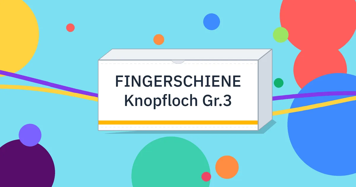 Symbolbild: Packung mit der Aufschrift FINGERSCHIENE Knopfloch Gr.3 (PZN 00638458) – Verfügbarkeit und Bezug in Apotheken in Frankfurt am Main