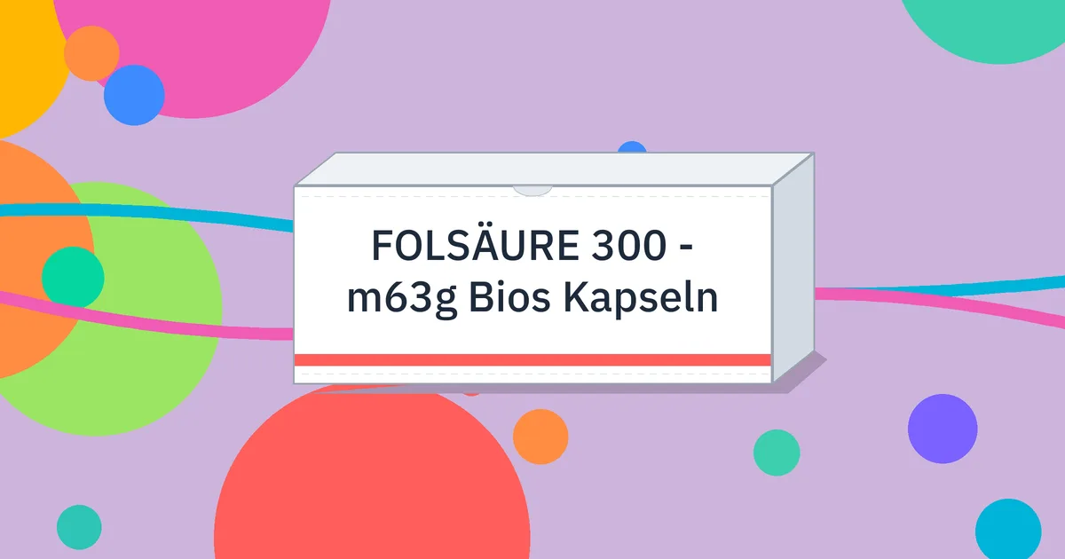 Symbolbild: Packung mit der Aufschrift FOLSÄURE 300 -m63g Bios Kapseln (PZN 00966814) – Verfügbarkeit und Bezug in Apotheken in Frankfurt am Main