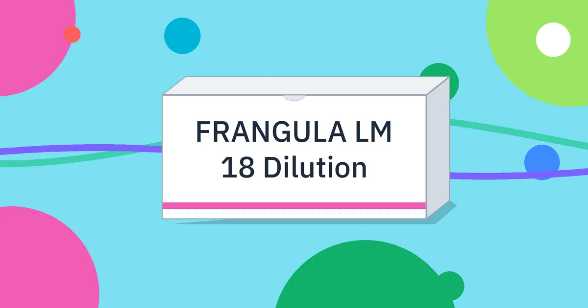 Symbolbild: Packung mit der Aufschrift FRANGULA LM 18 Dilution (PZN 12874454) – Verfügbarkeit und Bezug in Apotheken in Frankfurt am Main