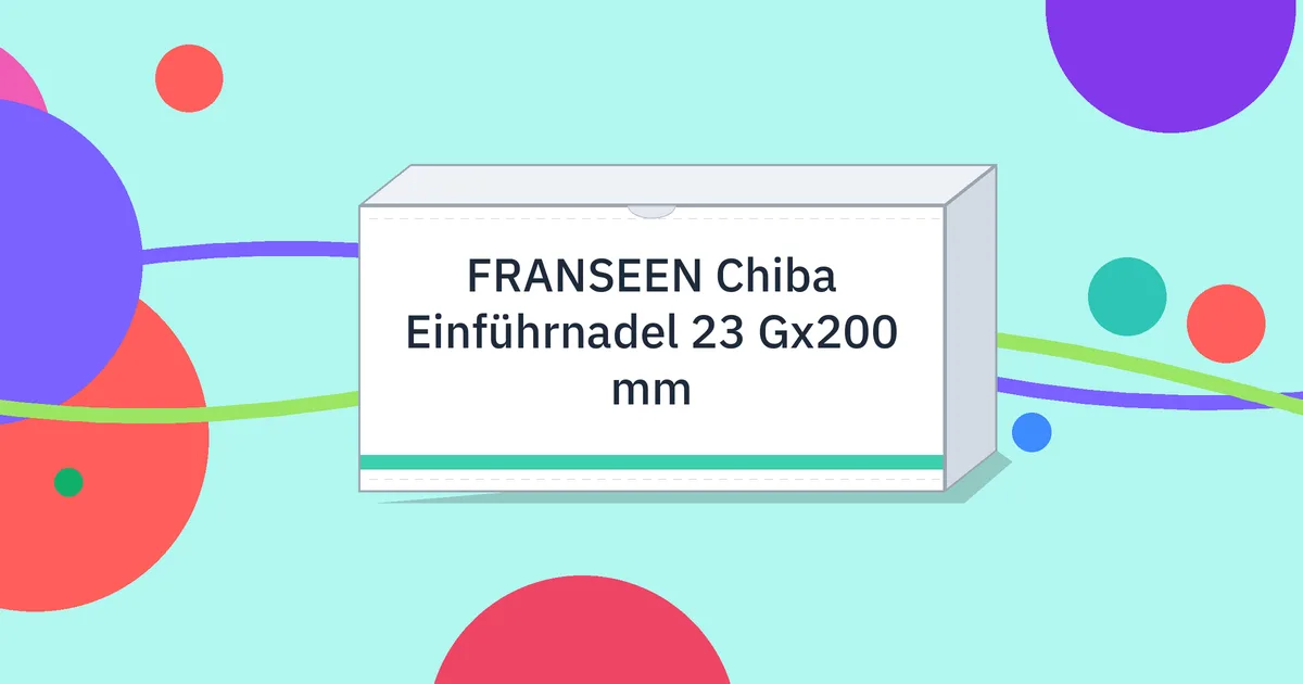 Symbolbild: Packung mit der Aufschrift FRANSEEN Chiba Einführnadel 23 Gx200 mm (PZN 16920458) – Verfügbarkeit und Bezug in Apotheken in Frankfurt am Main