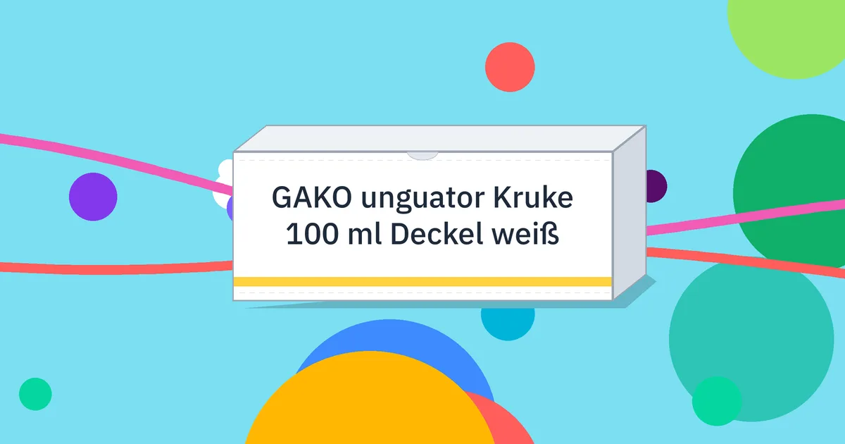 Symbolbild: Packung mit der Aufschrift GAKO unguator Kruke 100 ml Deckel weiß (PZN 11603049) – Verfügbarkeit und Bezug in Apotheken in Frankfurt am Main