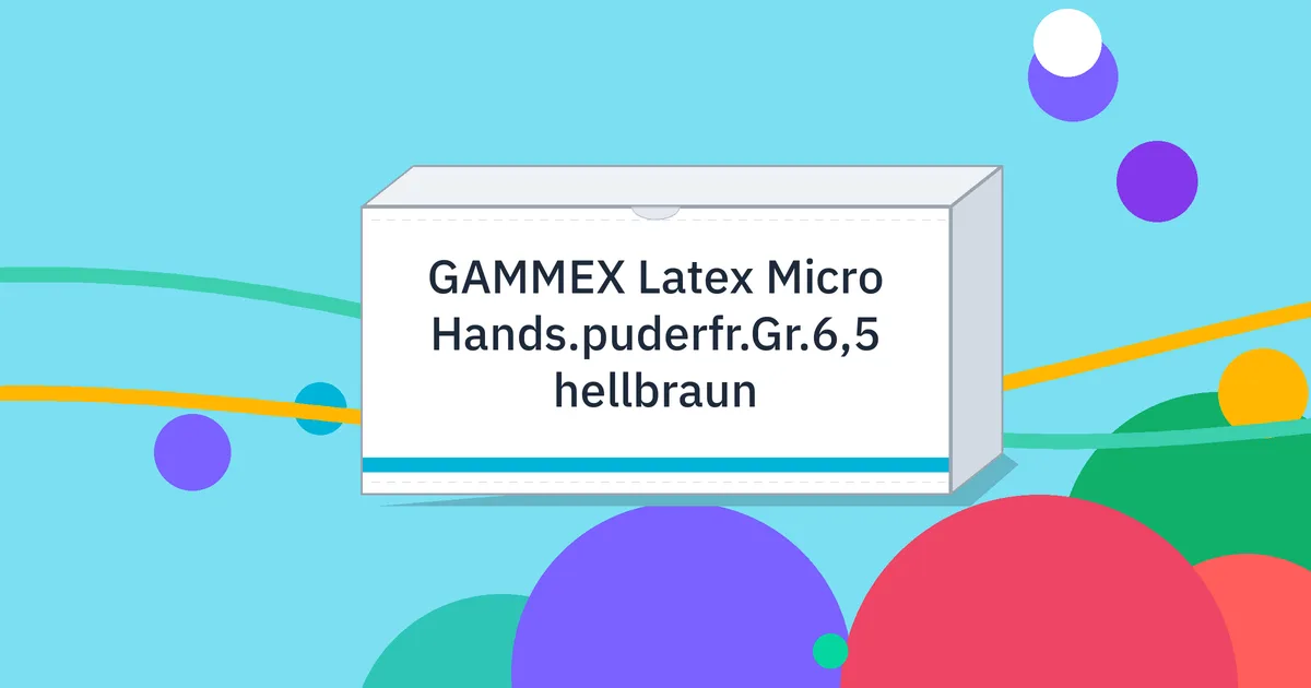 Symbolbild: Packung mit der Aufschrift GAMMEX Latex Micro Hands.puderfr.Gr.6,5 hellbraun (PZN 11298095) – Verfügbarkeit und Bezug in Apotheken in Frankfurt am Main