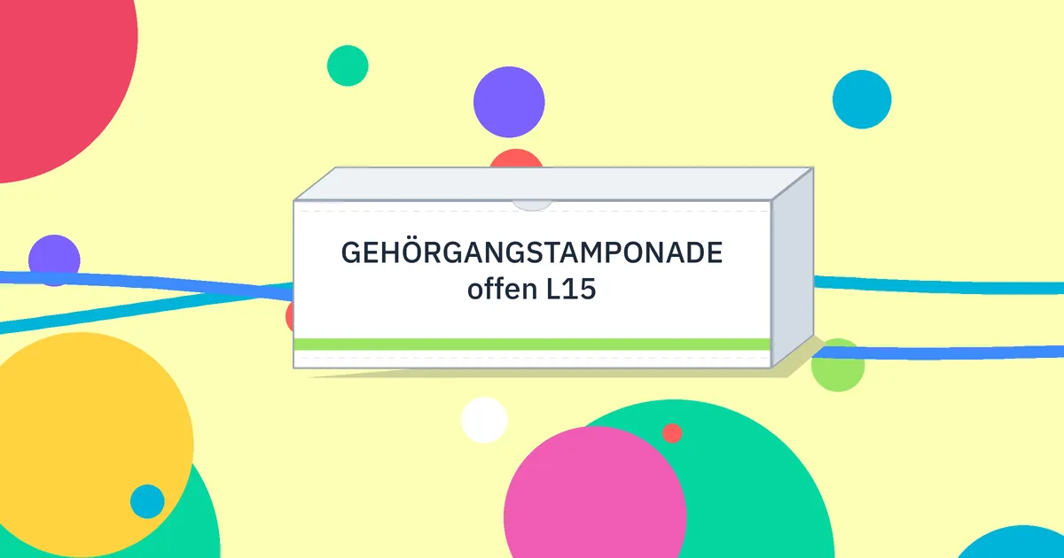 Symbolbild: Packung mit der Aufschrift GEHÖRGANGSTAMPONADE offen L15 (PZN 05524475) – Verfügbarkeit und Bezug in Apotheken in Frankfurt am Main