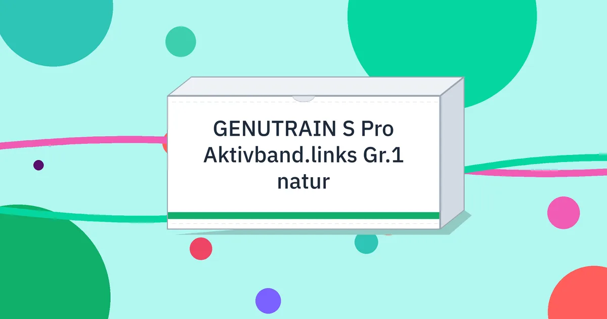 Symbolbild: Packung mit der Aufschrift GENUTRAIN S Pro Aktivband.links Gr.1 natur (PZN 09337014) – Verfügbarkeit und Bezug in Apotheken in Frankfurt am Main
