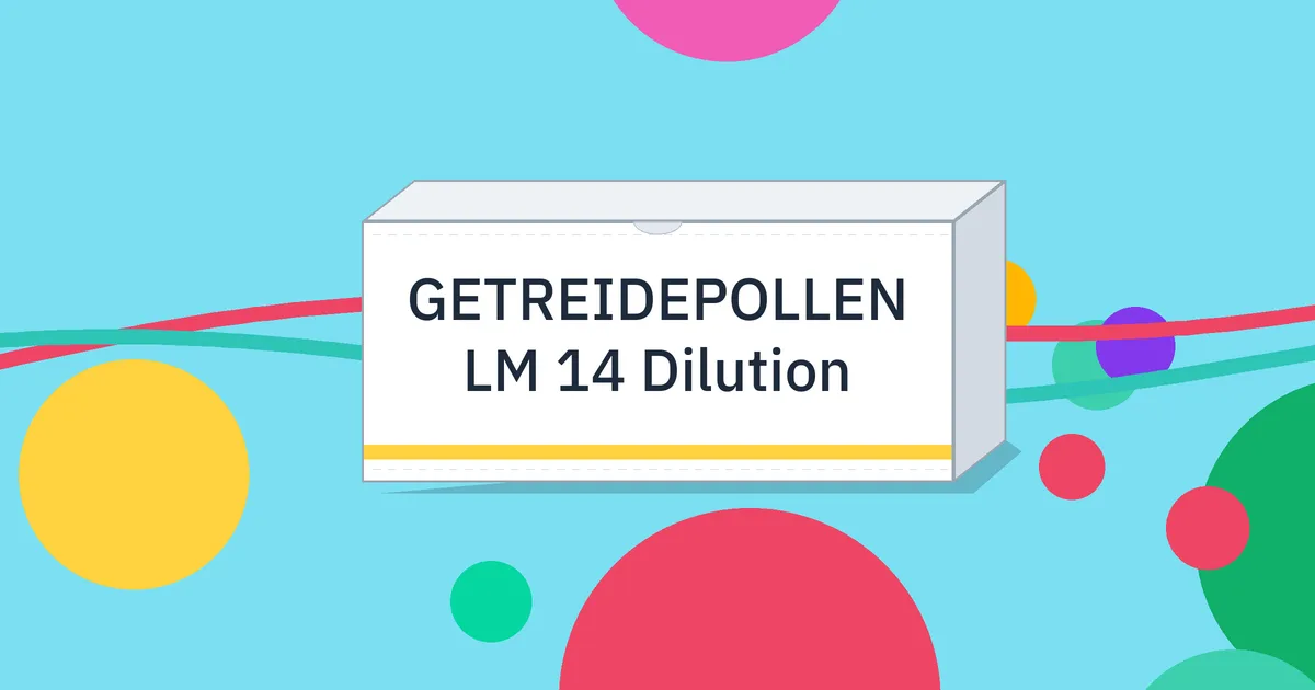 Symbolbild: Packung mit der Aufschrift GETREIDEPOLLEN LM 14 Dilution (PZN 12877659) – Verfügbarkeit und Bezug in Apotheken in Frankfurt am Main