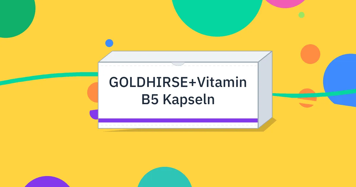Symbolbild: Packung mit der Aufschrift GOLDHIRSE+Vitamin B5 Kapseln (PZN 16230328) – Verfügbarkeit und Bezug in Apotheken in Frankfurt am Main