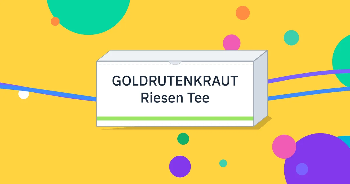 Symbolbild: Packung mit der Aufschrift GOLDRUTENKRAUT Riesen Tee (PZN 05467027) – Verfügbarkeit und Bezug in Apotheken in Frankfurt am Main