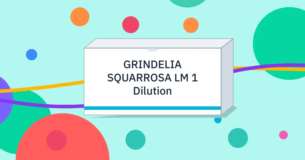 Symbolbild: Packung mit der Aufschrift GRINDELIA SQUARROSA LM 1 Dilution (PZN 13547326) – Verfügbarkeit und Bezug in Apotheken in Frankfurt am Main