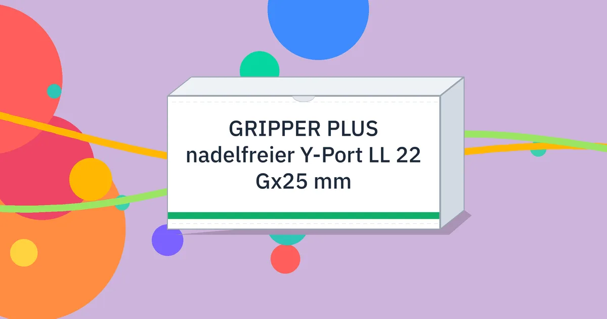 Symbolbild: Packung mit der Aufschrift GRIPPER PLUS nadelfreier Y-Port LL 22 Gx25 mm (PZN 09675685) – Verfügbarkeit und Bezug in Apotheken in Frankfurt am Main