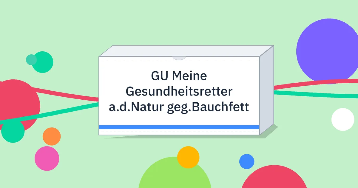 Symbolbild: Packung mit der Aufschrift GU Meine Gesundheitsretter a.d.Natur geg.Bauchfett (PZN 20117879) – Verfügbarkeit und Bezug in Apotheken in Frankfurt am Main