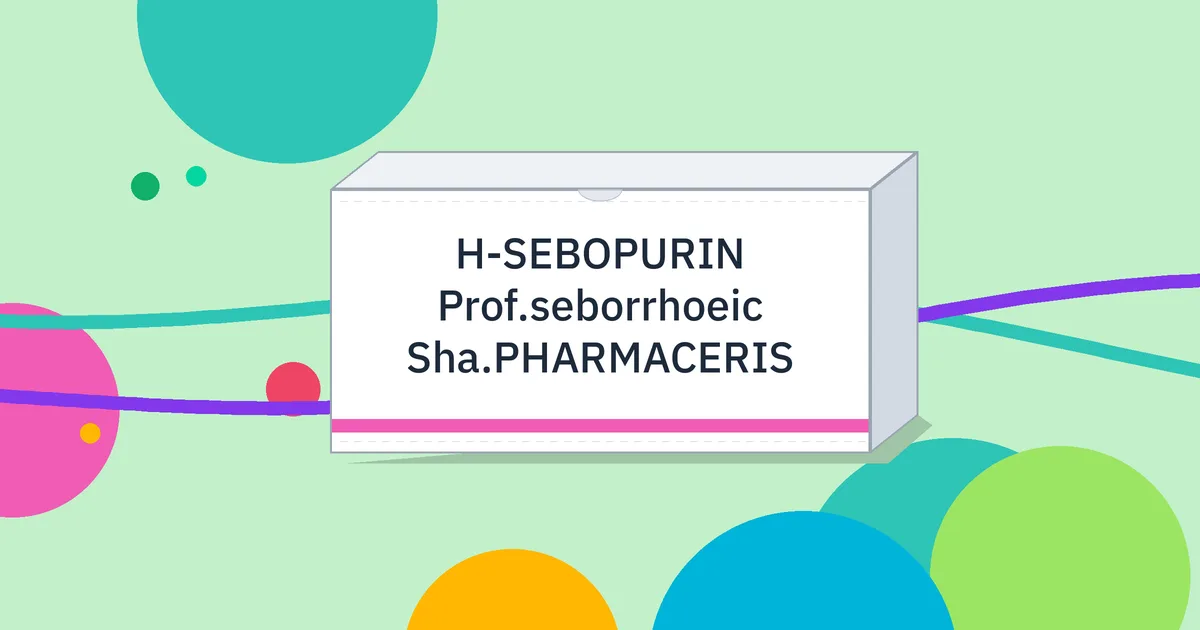 Symbolbild: Packung mit der Aufschrift H-SEBOPURIN Prof.seborrhoeic Sha.PHARMACERIS (PZN 16390730) – Verfügbarkeit und Bezug in Apotheken in Frankfurt am Main