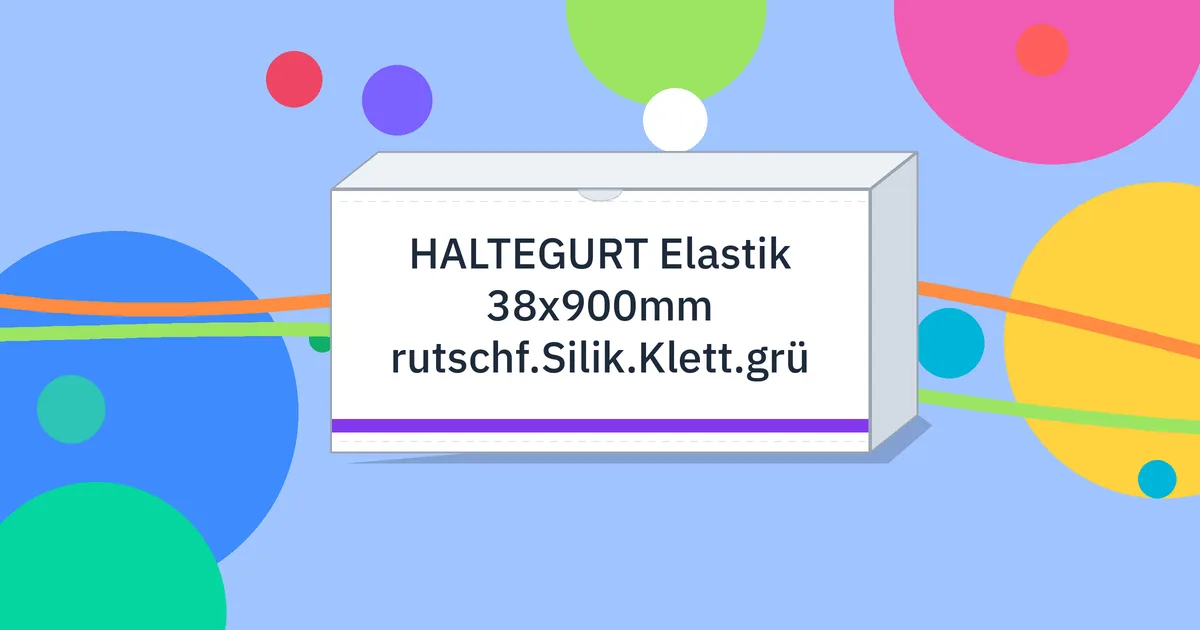 Symbolbild: Packung mit der Aufschrift HALTEGURT Elastik 38x900mm rutschf.Silik.Klett.grü (PZN 18806850) – Verfügbarkeit und Bezug in Apotheken in Frankfurt am Main