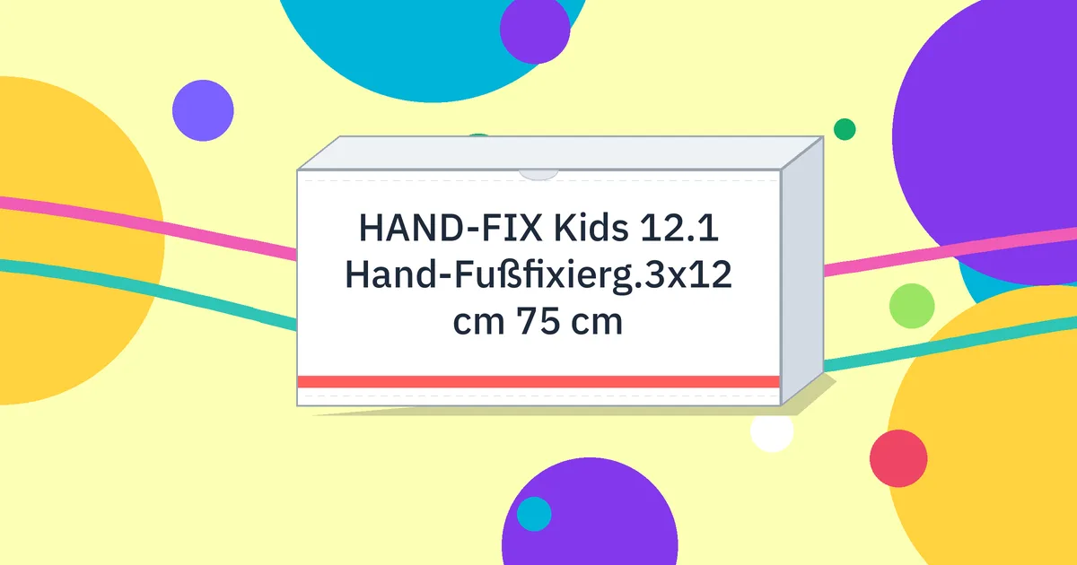 Symbolbild: Packung mit der Aufschrift HAND-FIX Kids 12.1 Hand-Fußfixierg.3x12 cm 75 cm (PZN 18777887) – Verfügbarkeit und Bezug in Apotheken in Frankfurt am Main