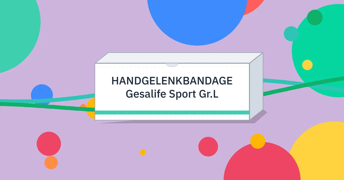 Symbolbild: Packung mit der Aufschrift HANDGELENKBANDAGE Gesalife Sport Gr.L (PZN 03862274) – Verfügbarkeit und Bezug in Apotheken in Frankfurt am Main