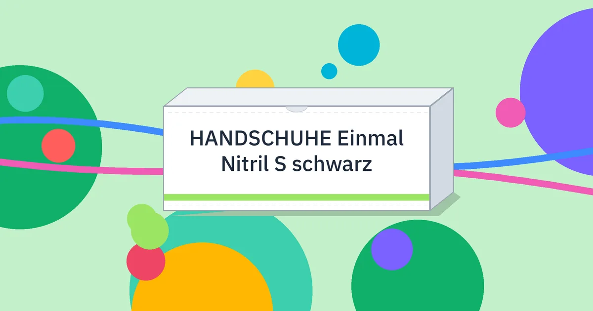 Symbolbild: Packung mit der Aufschrift HANDSCHUHE Einmal Nitril S schwarz (PZN 14046342) – Verfügbarkeit und Bezug in Apotheken in Frankfurt am Main