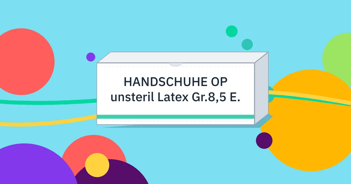 Symbolbild: Packung mit der Aufschrift HANDSCHUHE OP unsteril Latex Gr.8,5 E. (PZN 01963456) – Verfügbarkeit und Bezug in Apotheken in Frankfurt am Main