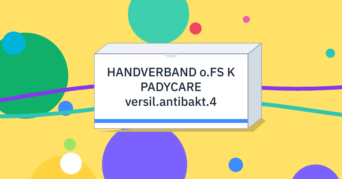 Symbolbild: Packung mit der Aufschrift HANDVERBAND o.FS K PADYCARE versil.antibakt.4 (PZN 10939652) – Verfügbarkeit und Bezug in Apotheken in Frankfurt am Main