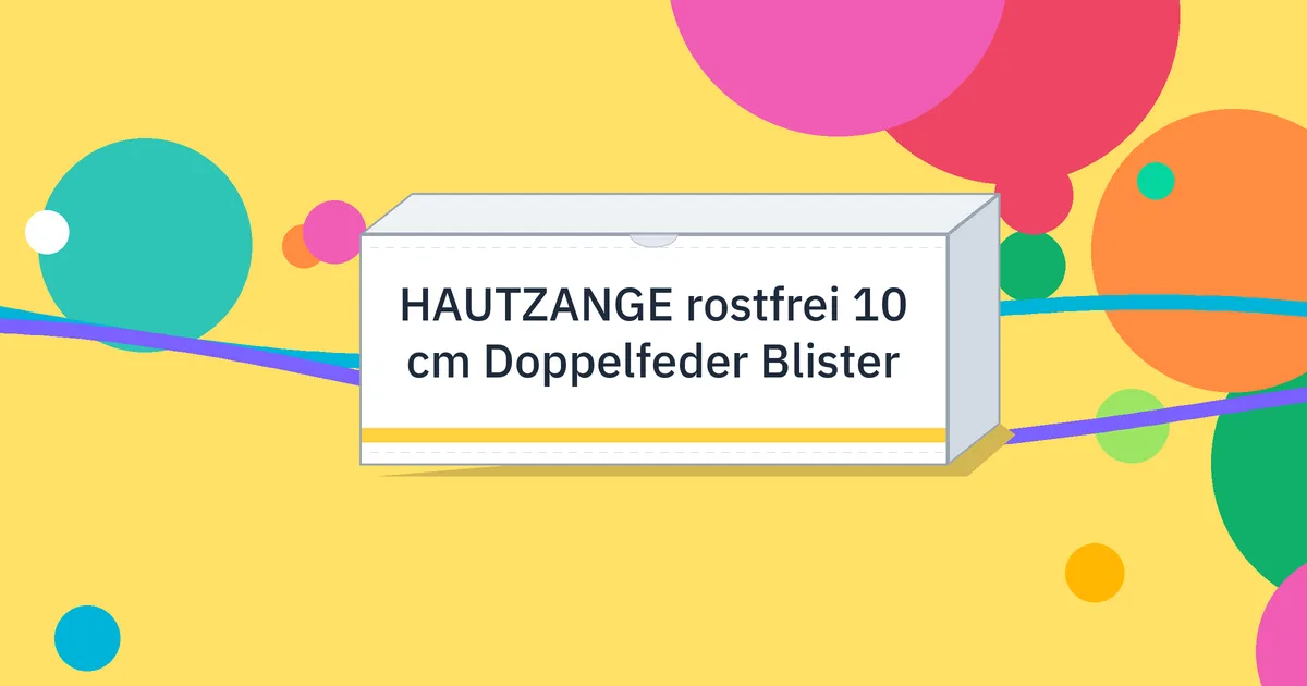 Symbolbild: Packung mit der Aufschrift HAUTZANGE rostfrei 10 cm Doppelfeder Blister (PZN 01575205) – Verfügbarkeit und Bezug in Apotheken in Frankfurt am Main