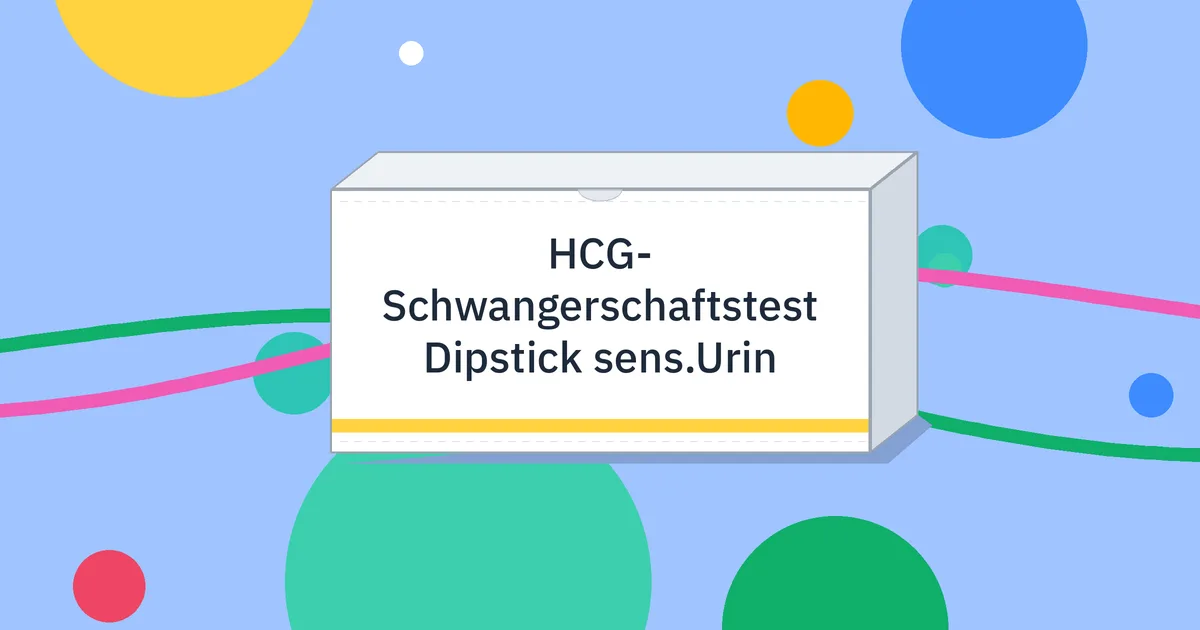 Symbolbild: Packung mit der Aufschrift HCG-Schwangerschaftstest Dipstick sens.Urin (PZN 19850729) – Verfügbarkeit und Bezug in Apotheken in Frankfurt am Main