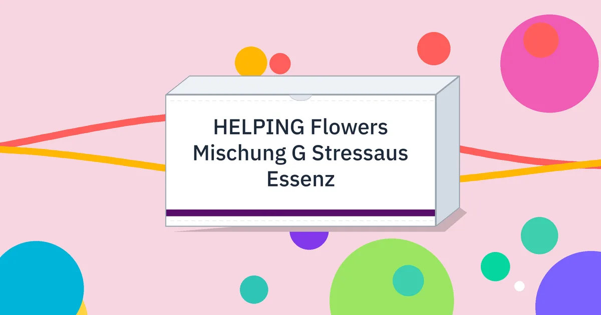 Symbolbild: Packung mit der Aufschrift HELPING Flowers Mischung G Stressaus Essenz (PZN 12500251) – Verfügbarkeit und Bezug in Apotheken in Frankfurt am Main