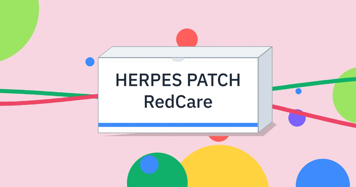 Symbolbild: Packung mit der Aufschrift HERPES PATCH RedCare (PZN 16599619) – Verfügbarkeit und Bezug in Apotheken in Frankfurt am Main