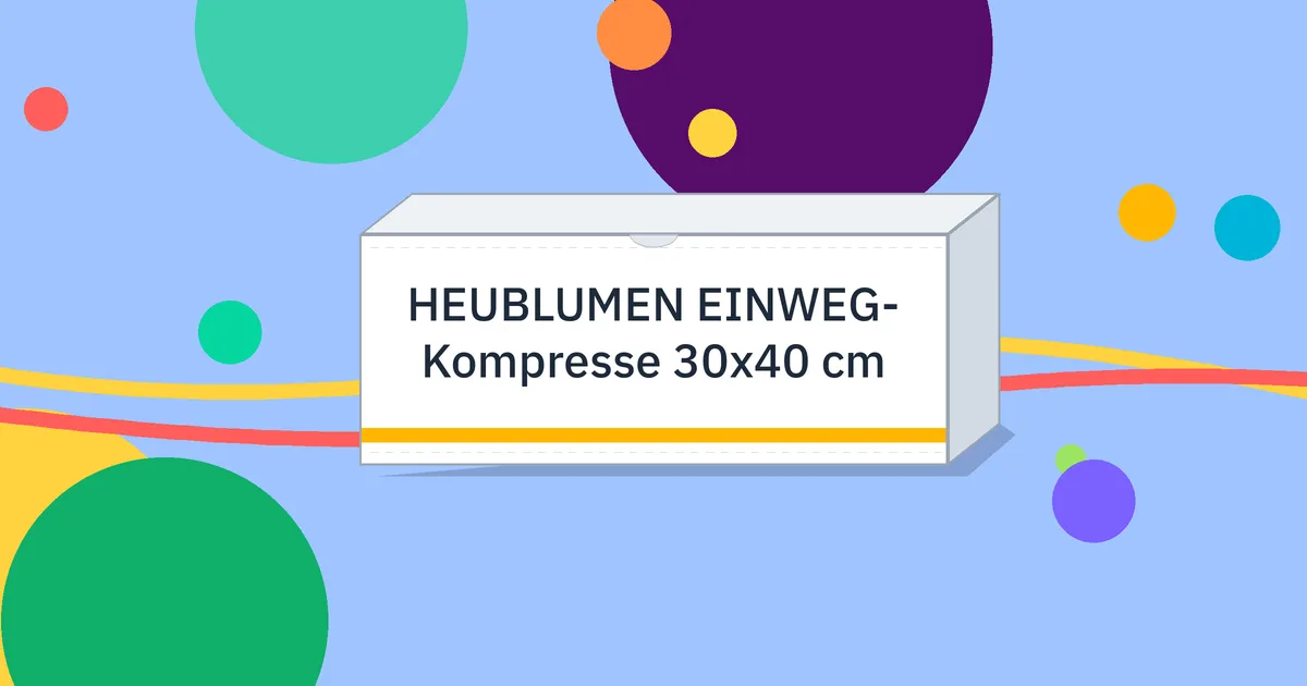 Symbolbild: Packung mit der Aufschrift HEUBLUMEN EINWEG-Kompresse 30x40 cm (PZN 00117311) – Verfügbarkeit und Bezug in Apotheken in Frankfurt am Main