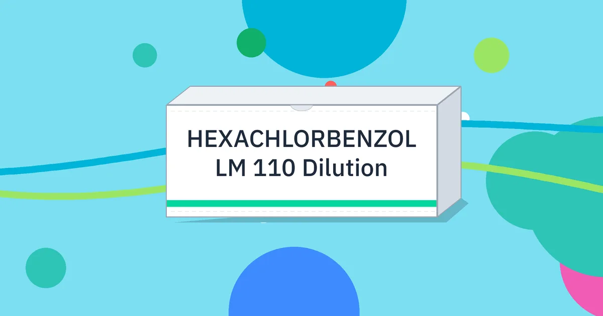 Symbolbild: Packung mit der Aufschrift HEXACHLORBENZOL LM 110 Dilution (PZN 12889119) – Verfügbarkeit und Bezug in Apotheken in Frankfurt am Main